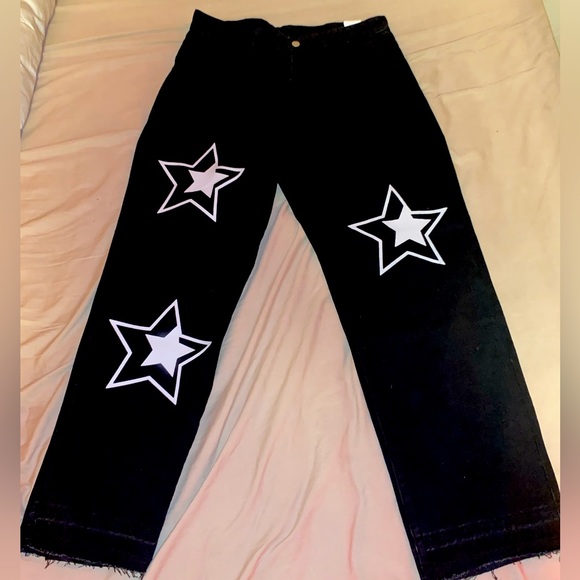 Jeans | Mens Black Jeans With Stars | Poshmark